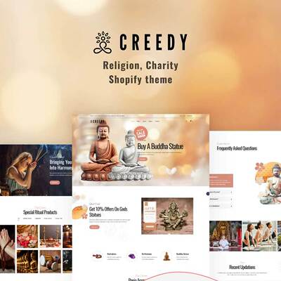 瑜伽视频神像冥想和音乐歌曲CD商店Creedy Shopify网站模板主题