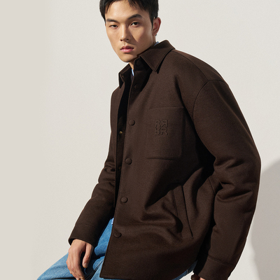 秋冬新款羊毛针织翻领羽绒服