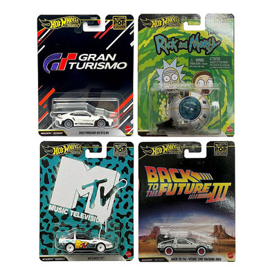 风火轮HotWheel文化流行保时捷回到未来克尔维特合金车模HXD63-N