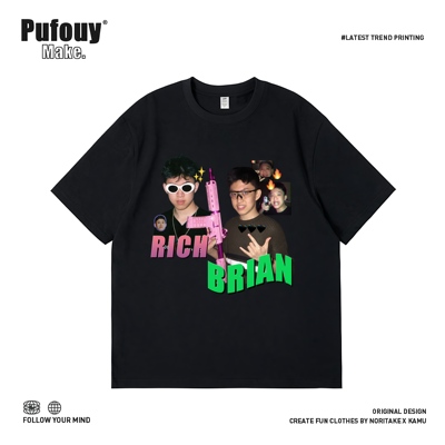 嘻哈说唱美式七哥RichBrian欧美ins纯棉休闲T恤街头男女潮流短袖