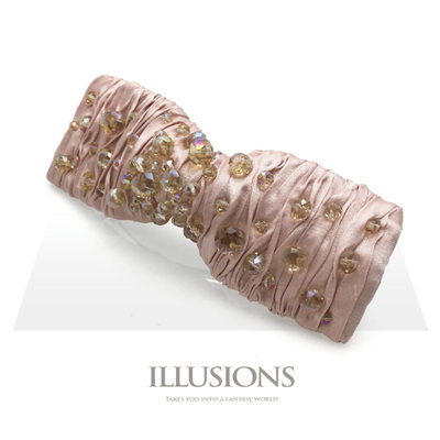 褶皱幻彩水晶手工钉珠顶夹