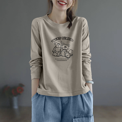 长袖韩版常规时尚印花纯棉女性