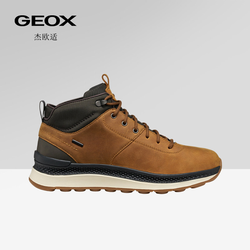 GEOX杰欧适男鞋早春舒适百搭圆头厚底运动高帮时尚休闲鞋
