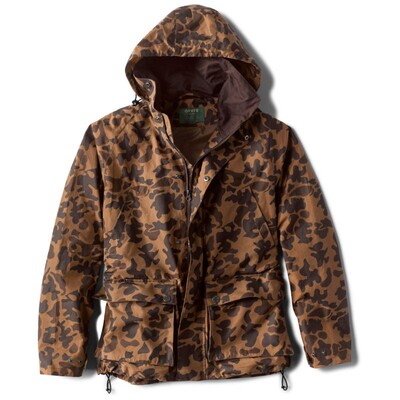 ORVIS男外套户外涉水夹克连帽蜡棉插肩袖纯棉大衣徒步登山服3EAL