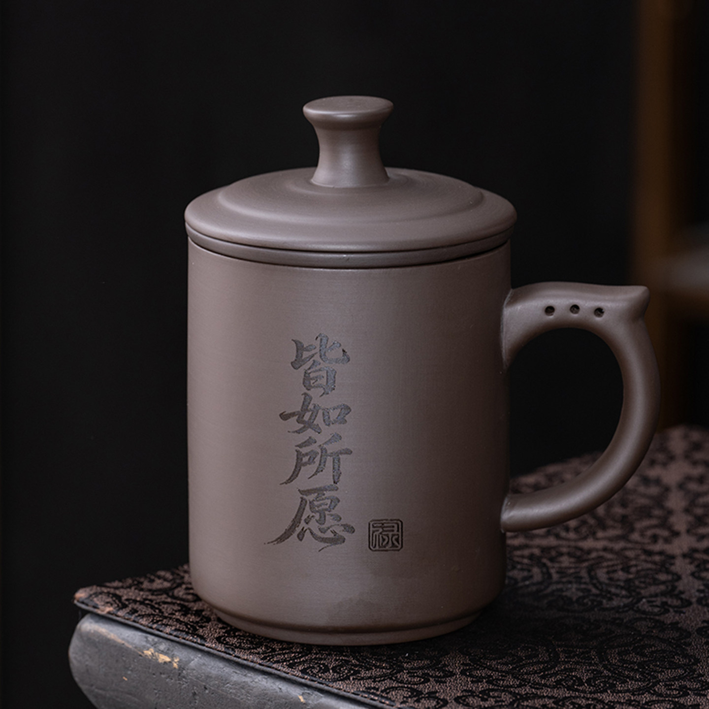 紫砂水杯茶水分离大容量办公室泡茶杯家用刻字带过滤内胆杯子定制
