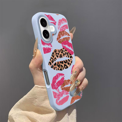 Leopard Lip Print Phone Case 适用 iPhone 17 Pro Max 16 15 14 Pro Soft Silicone Ins Style Cute Cover