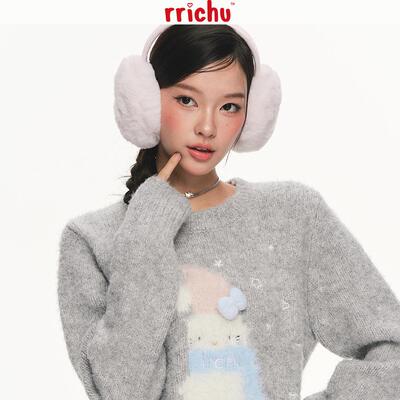 rrichu可爱雪人圆领毛衣