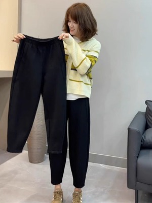 哈伦裤女2025新款秋冬加绒大码阔腿老爹裤小个子黑色萝卜奶奶裤子