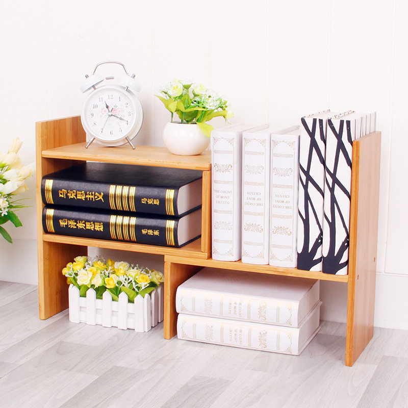 桌上置物架创意桌面书架学生台面收纳架宿舍多功能简单整理架子竹_虎窝淘