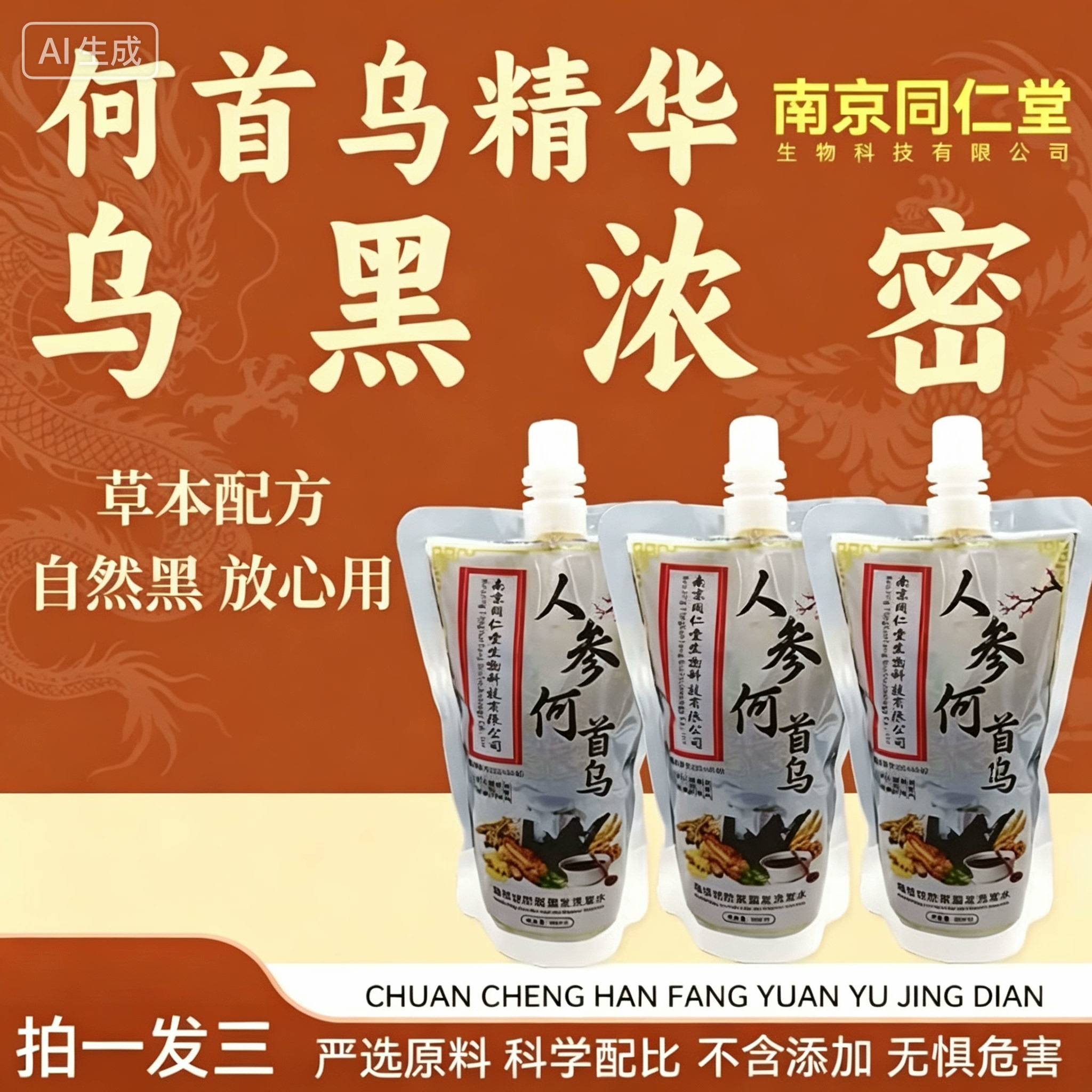 人参何首坞乌珍坊脱固发洗发水-ly     花洁丝人参洗发水