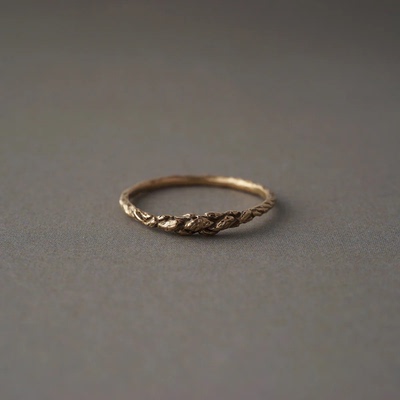 noguchi14K镀金复古麻花手工戒指