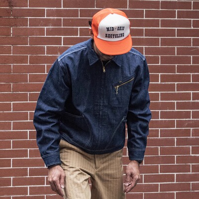 男侍道翻领秋常规夹克竹节牛仔布