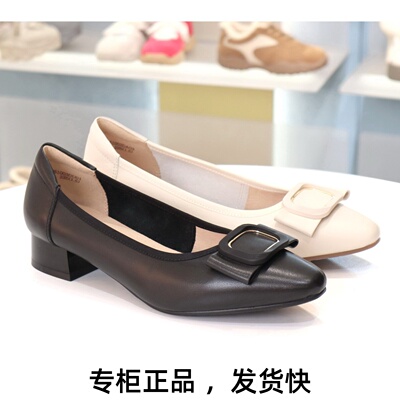 康莉真皮方扣一脚蹬浅口单鞋女鞋