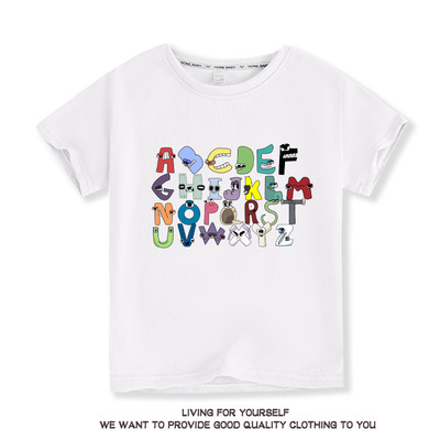 速卖通亚马逊童装短袖印花T恤Alphabet Lore字母传说外贸跨境热销