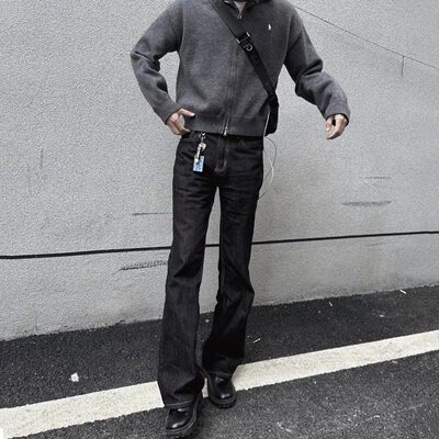 2025欧美自主501版型原牛直筒牛仔裤水洗黑色cleanfit裤子男