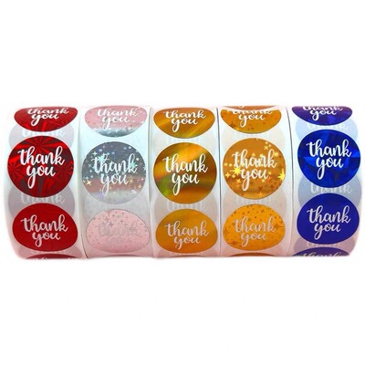 500贴/卷Thank you谢谢感谢贴纸礼品婚礼烘焙包装装饰不干胶标签