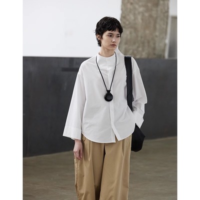 高密高支进口棉立领长袖衬衫