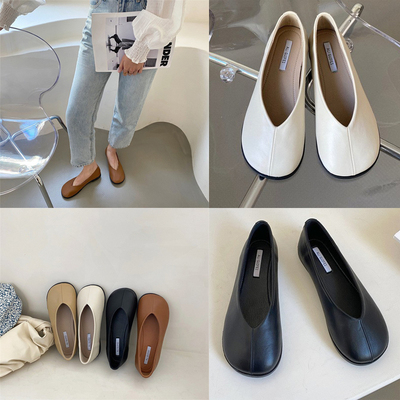 法式豆豆平底春季百搭舒适女单鞋