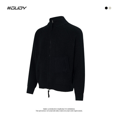OVDY官方百搭保暖外套半高领拉链开衫针织衫高级感休闲简约毛衣