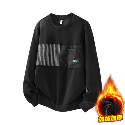 男士长袖卫衣2025新款冬季加绒加厚男款潮流痞帅风休闲宽松上衣男