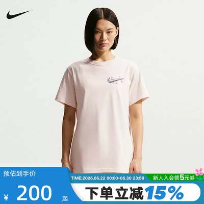 NIKE耐克女子短袖上衣夏新款宽松透气休闲运动印花T恤IH7605-103