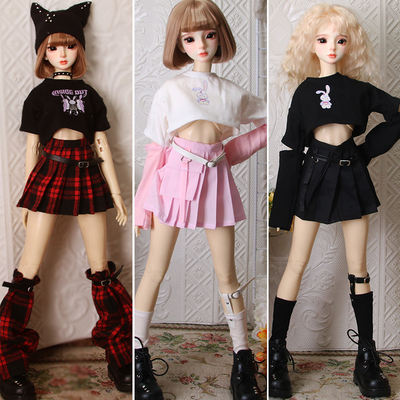 bjd4分娃衣bjd3分40 50 60厘米娃娃的衣服套装休闲卫衣裙子亚文化