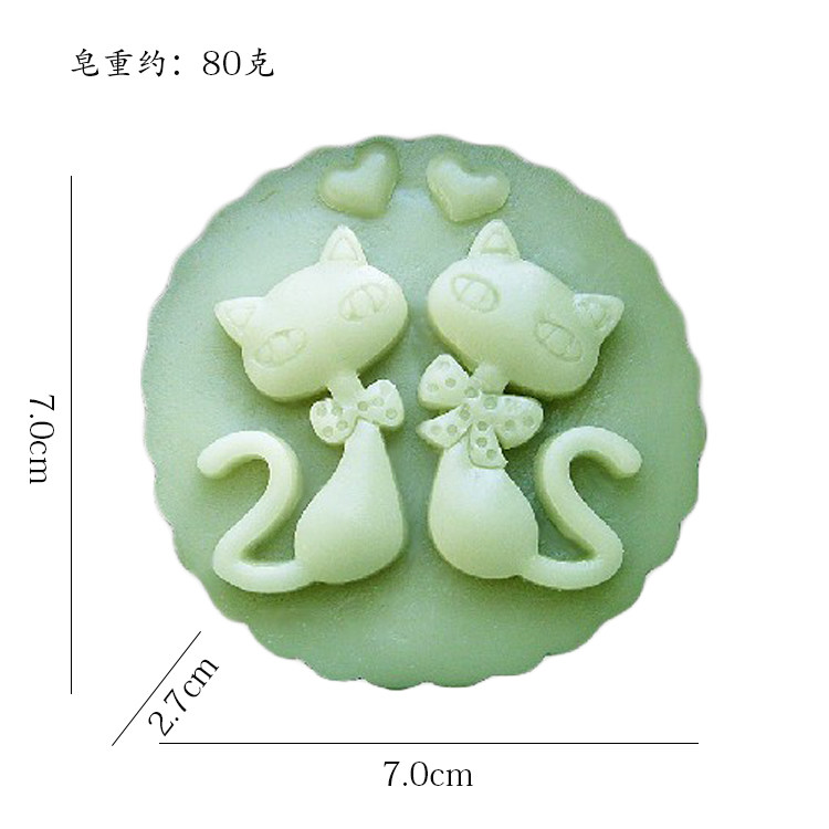 两只小猫自制手工皂模具 香皂模具 肥皂模具 食品级白色硅胶模具