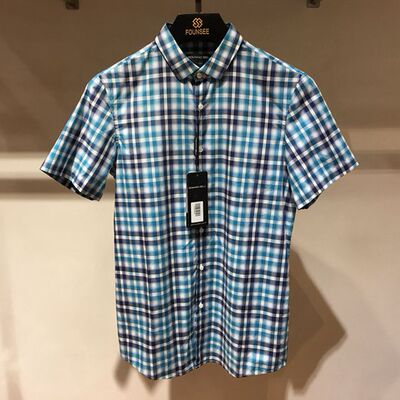 罗曼诺贝利纯棉夏季男士短袖衬衫
