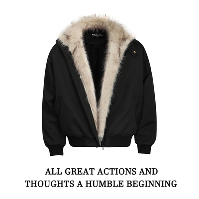 座山雕毛领加绒加厚外套男女冬季