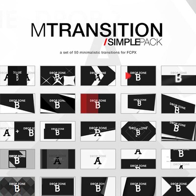 FCPX插件mTransition Simple Pack简洁图形遮罩转场动画预设50个