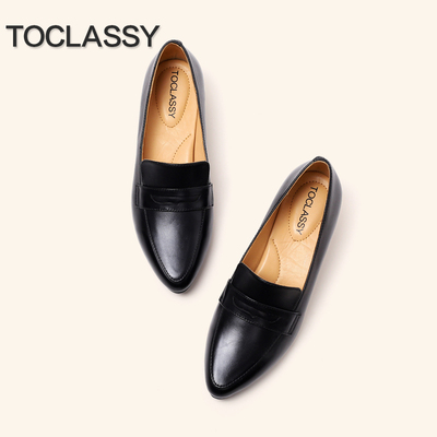 牛皮黑色通勤风正装深口大码女鞋