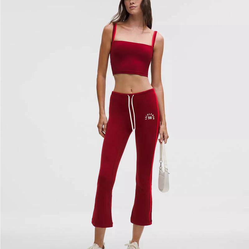 海外代购lululemon/露露乐蒙女士瑜伽长裤抽绳微喇中腰修身运动