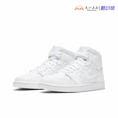 AIR JORDAN AJ1女子中帮潮流菱纹格休闲运动复古休闲鞋DB6078-100