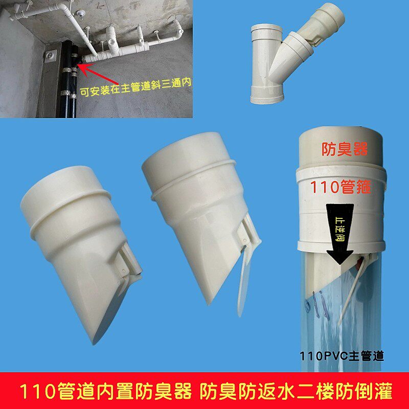 「力拓」110PVC排水管止逆阀防臭设计 单向防返臭止回阀管道配件