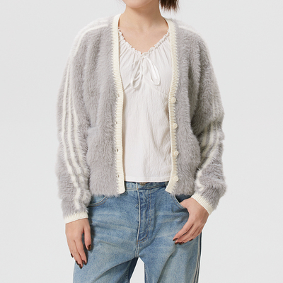 Adidas女慵懒风V领开衫运动外套