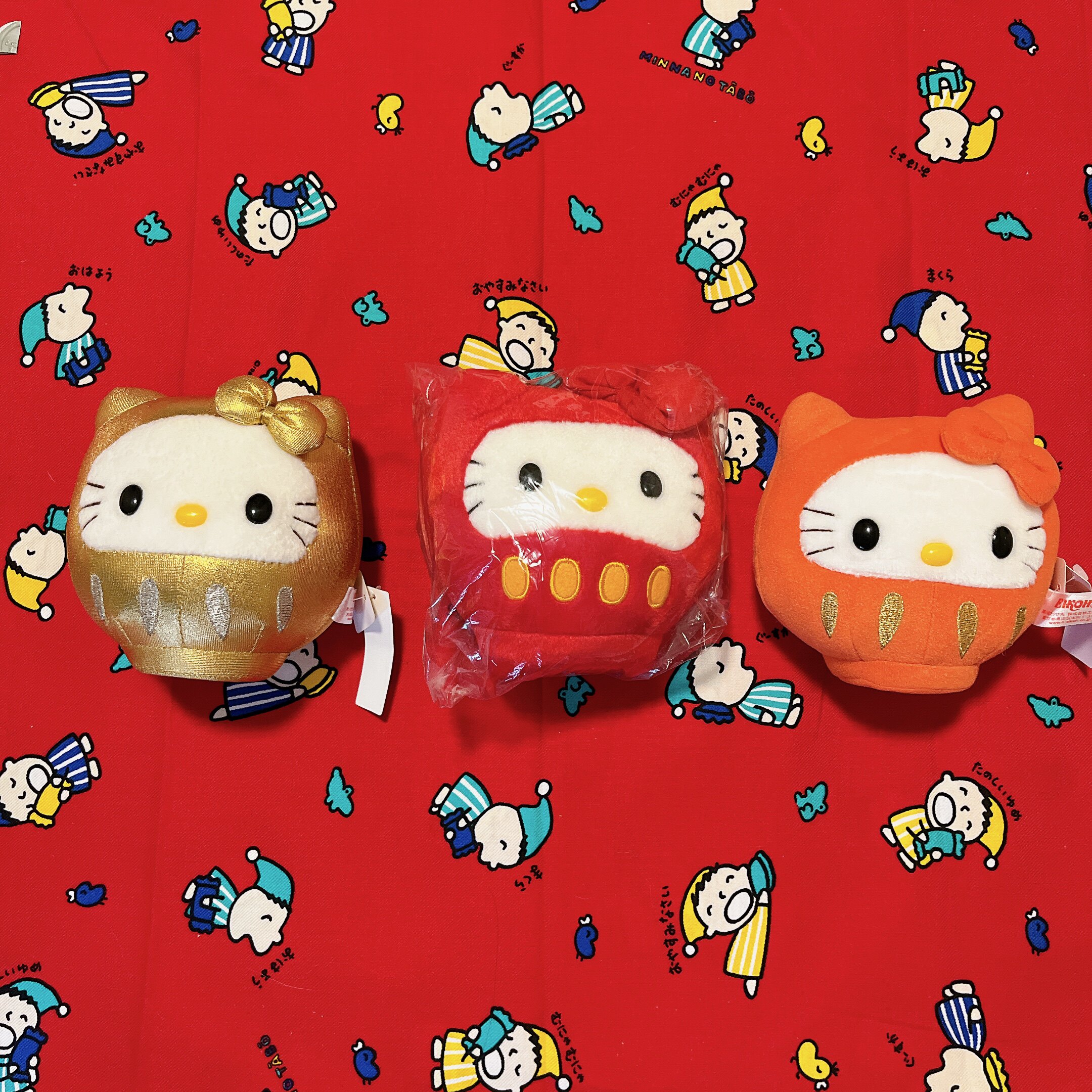 日本中古三丽鸥达摩hello kitty公仔祈福凯蒂猫玩偶品相很好