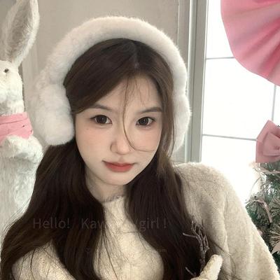 y2k米白色毛绒星星耳罩可爱女冬季保暖防寒耳包百搭骑行防冻耳捂