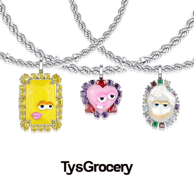 TysGrocery手绘鬼脸树脂项链