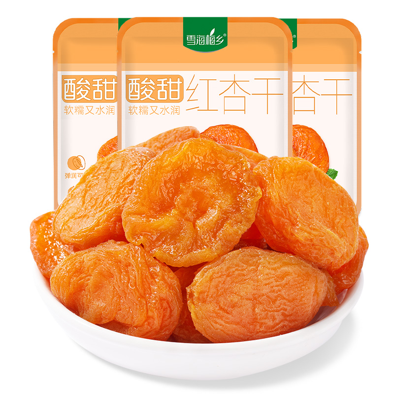 【主播推荐】雪海梅乡红杏干108g*3袋杏脯蜜饯果脯水果干休闲零食_虎窝淘