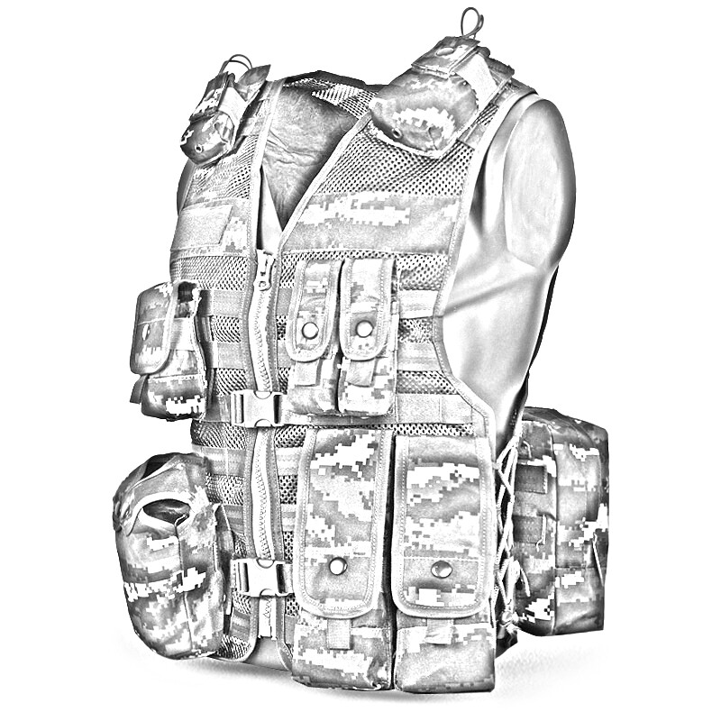 户外战术13式虎迷彩战术背心携行具战斗马甲迷彩装具野外CS背心