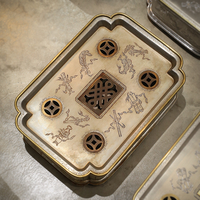 颜吉利潮阳锡茶盘老潮汕工夫茶具