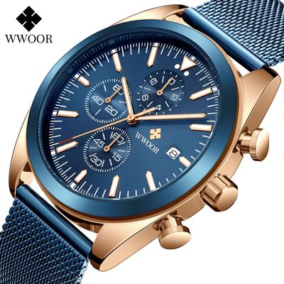 WWOOR新款多功能计时男款手表夜光防水男士手表时尚石英男表8838