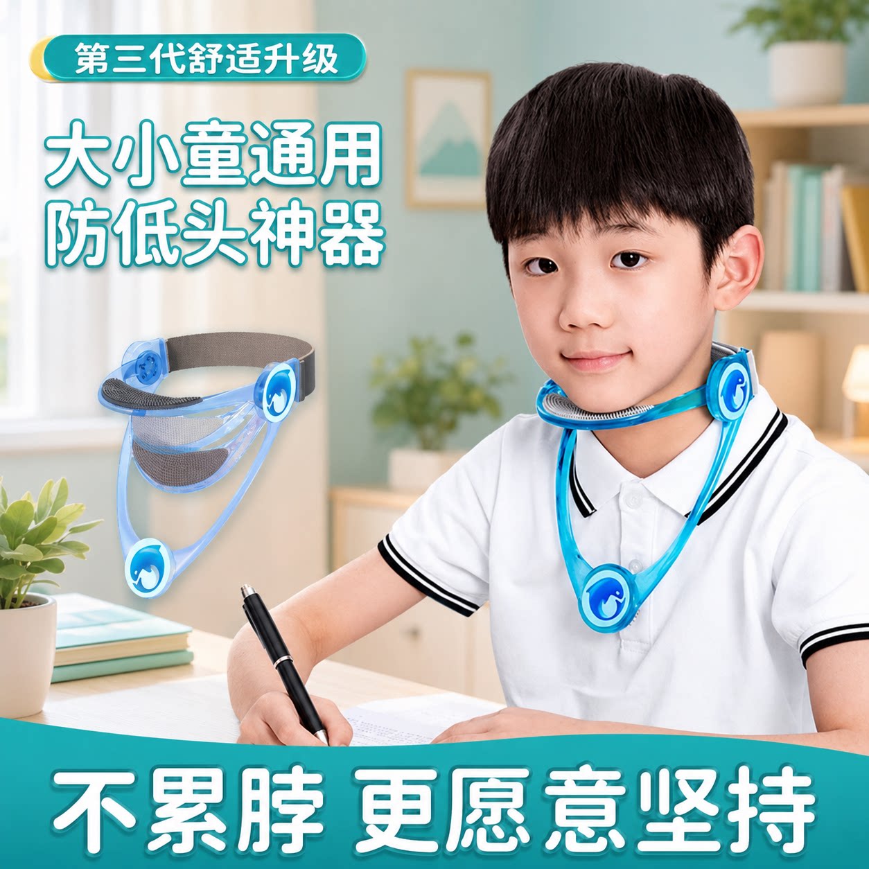 颈部防护用品可调节脖子抬高防低头专为儿童设计轻巧前倾矫正颈椎