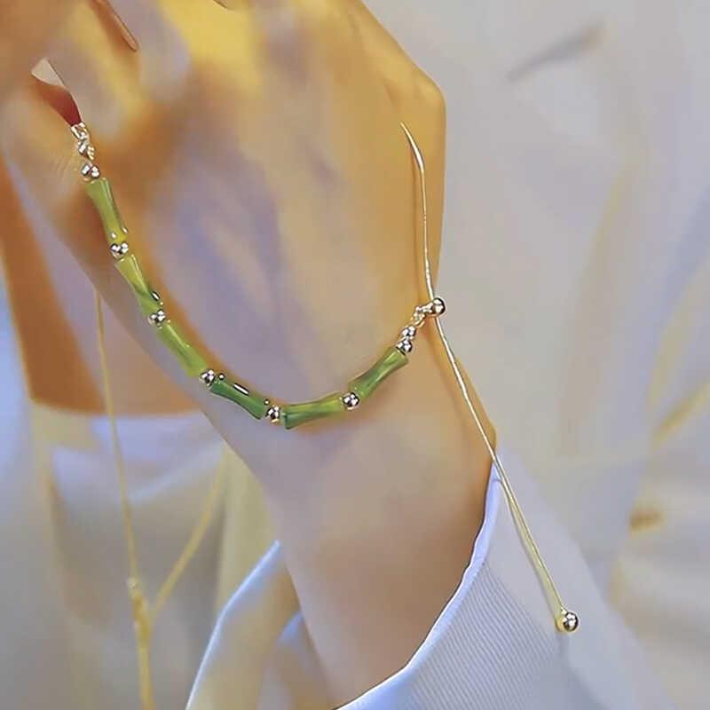 中国风绿色竹节可调节项链女高级感小众轻奢气质节节高升颈链配饰