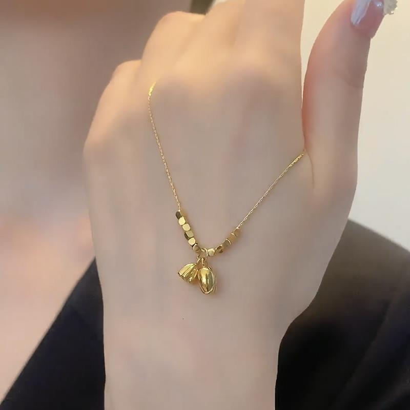 时尚气质莲花莲蓬两世欢项链女网红新款钛钢不掉色莲花吊坠锁骨链