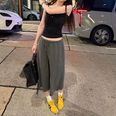 Last danse韩系七分裤女夏薄款云朵柔软宽松系带中裤松弛感休闲裤