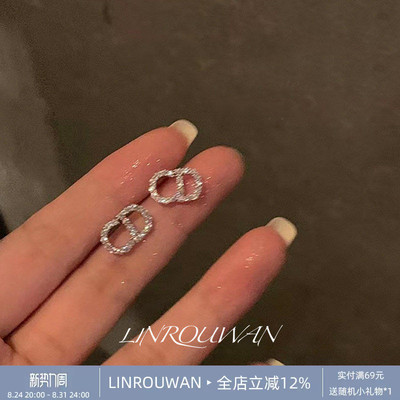 锆石字母CD耳环女小众设计