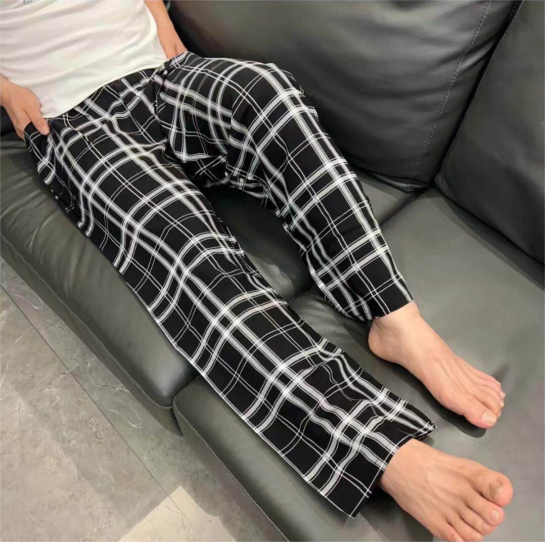 夏季男士棉绸透气薄款长裤家居睡裤大码宽松防蚊裤有口袋防晒裤