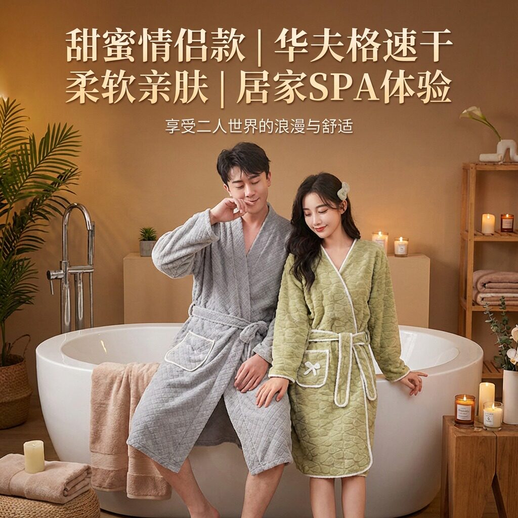 浴巾情侣款一对可穿式速干裹全身浴袍吸水速干不掉毛洗澡长款浴裙