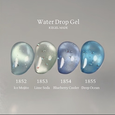 【ICEGEL】2026新款爆闪珠光蓝色系水滴猫眼甲油胶1852-1855